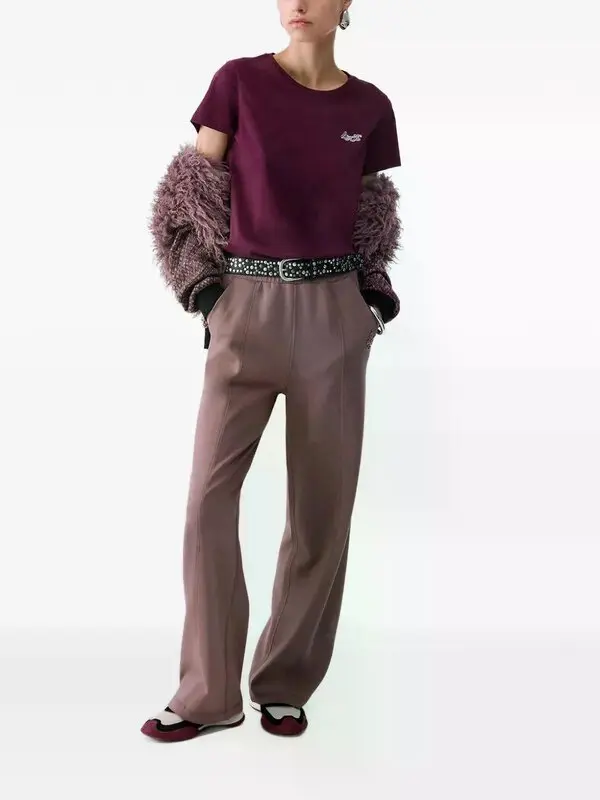 Liu Jo Pink Sequin Logo Wide Leg Track Pants