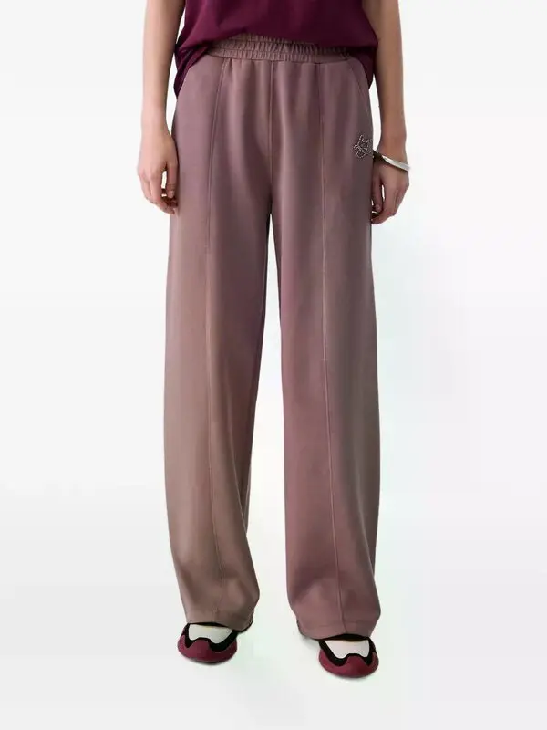Liu Jo Pink Sequin Logo Wide Leg Track Pants