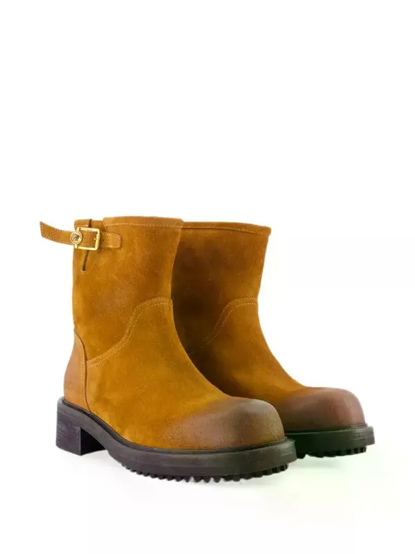 Versace Medusa Buckled Suede Ankle Boots