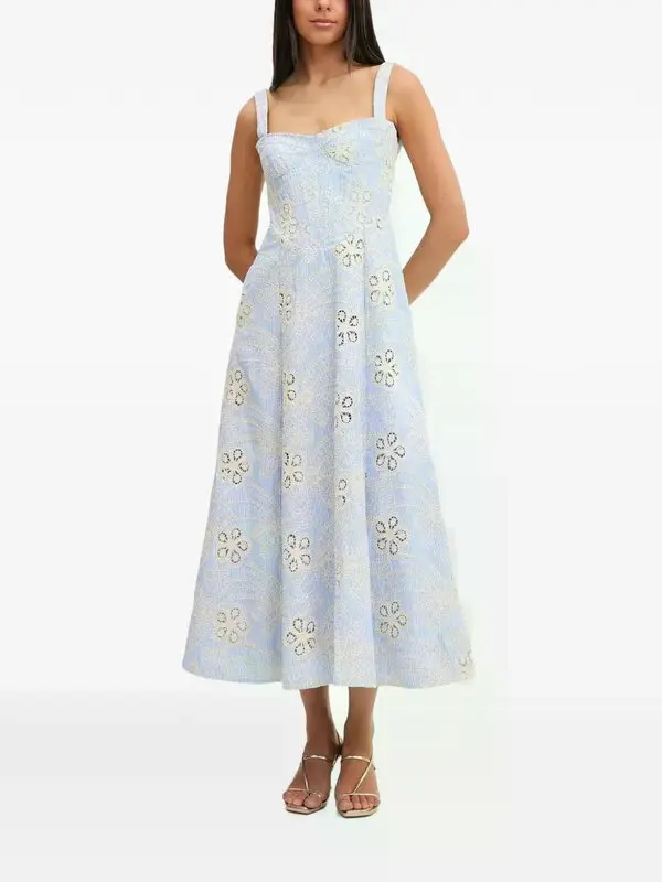 Bardot Guipure Lace-embroidered Midi Dress