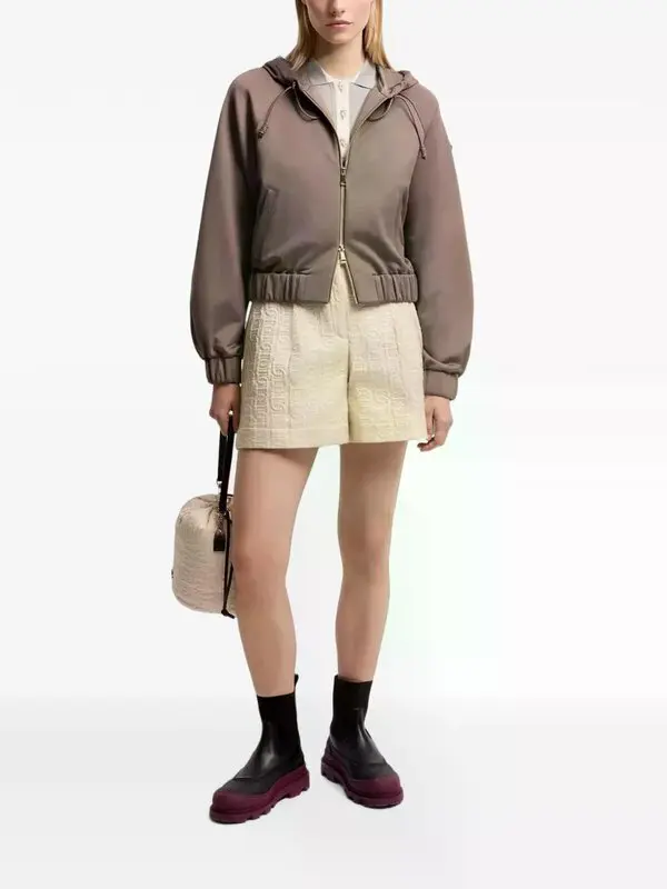 Moncler Logo-patch Zip-up Hoodie - Brown