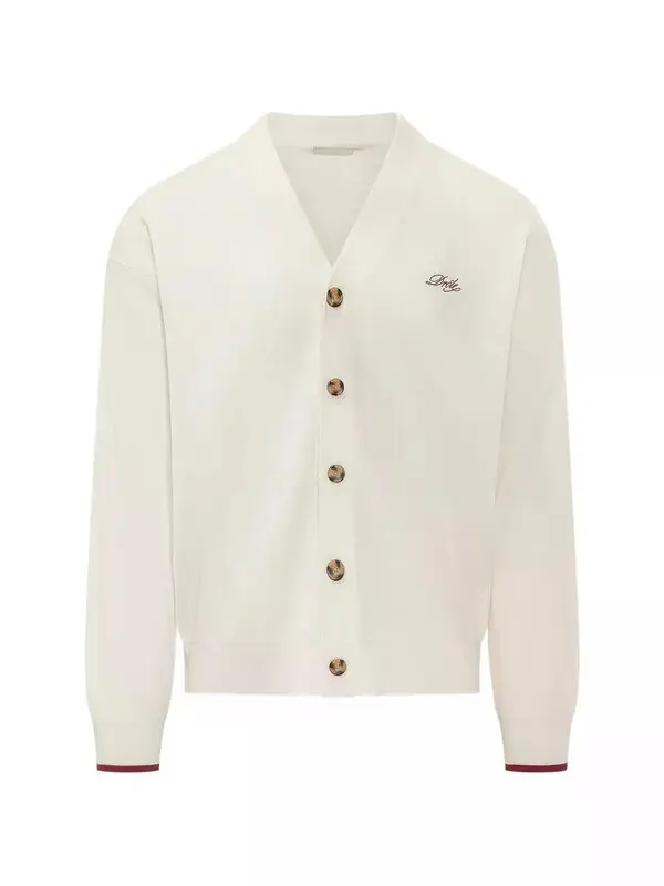 Drole De Monsieur Funny Embroidered-logo Cardigan - Neutrals