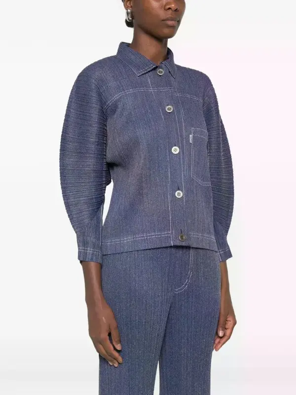 Issey Miyake Denim-effect Puff-sleeve Jacket