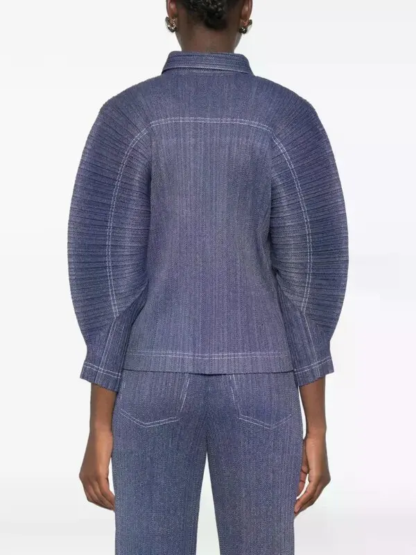 Issey Miyake Denim-effect Puff-sleeve Jacket