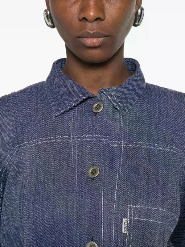 Issey Miyake Denim-effect Puff-sleeve Jacket
