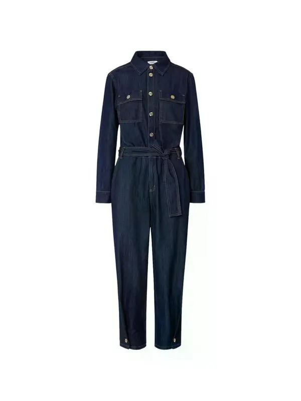 Liu Jo Belted Denim Jumpsuit - Blue