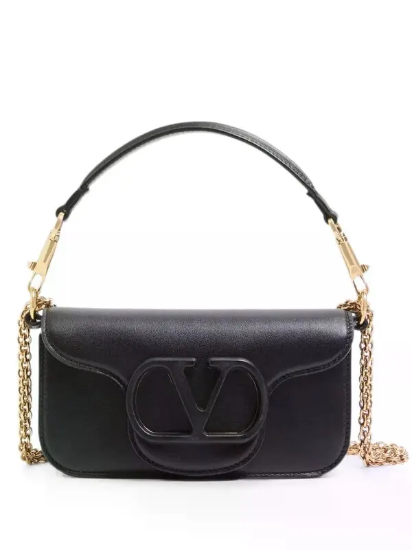 Valentino Garavani Vlogo Leather Shoulder Bag - Black
