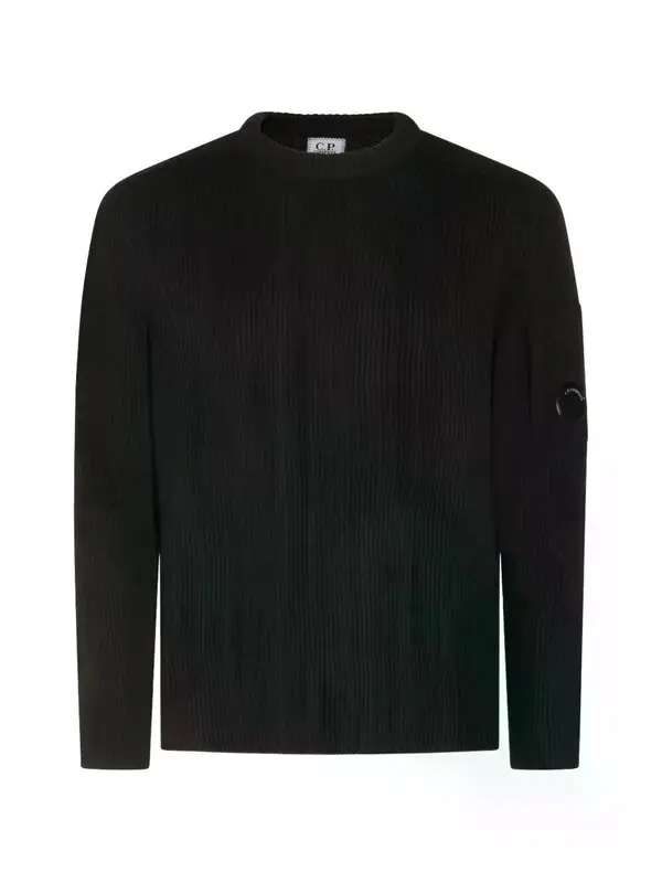 C.P. COMPANY Ribbed-knit Lens Detail Sweater - Black