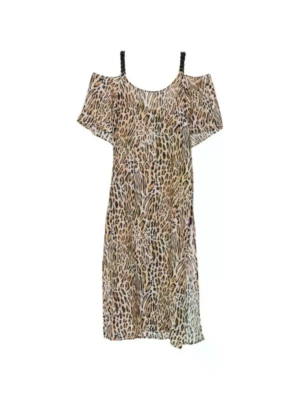 Moschino Leopard-print Cold-shoulder Midi Dress