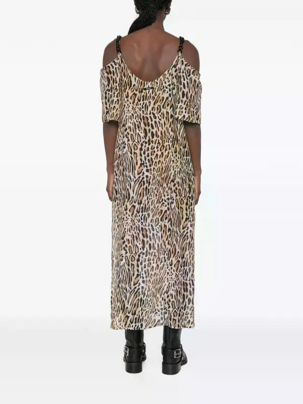 Moschino Leopard-print Cold-shoulder Midi Dress