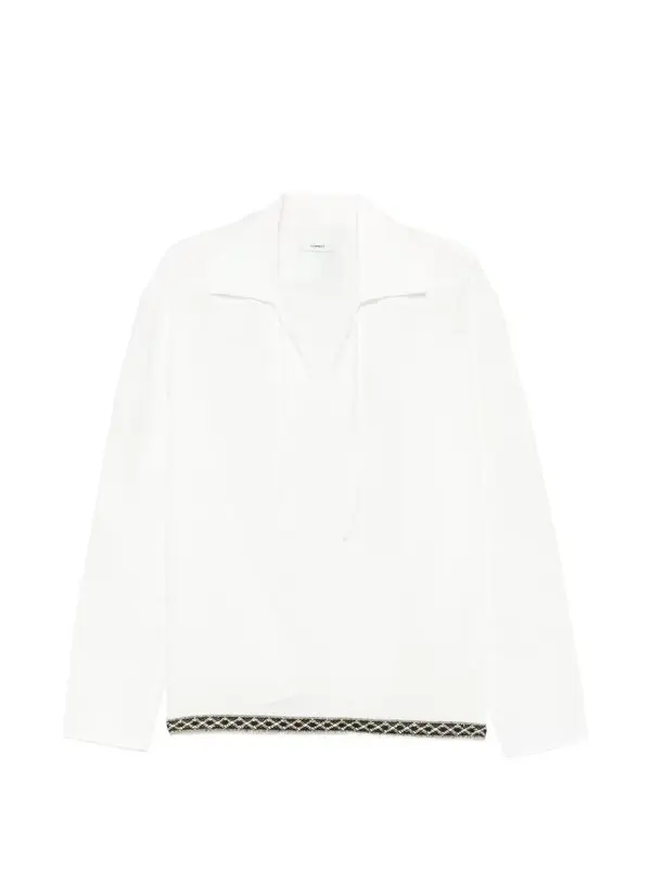 Commas Embroidered-trim Front-tie Shirt