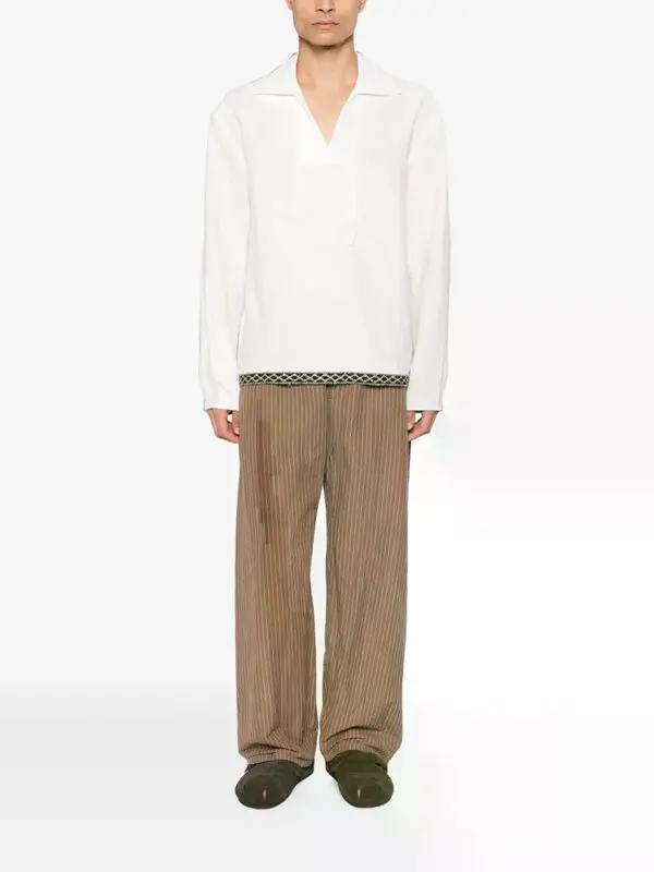 Commas Embroidered-trim Front-tie Shirt