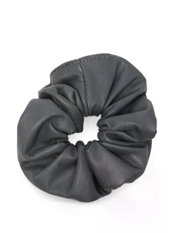 MANOKHI Leather Scrunchie - Grey