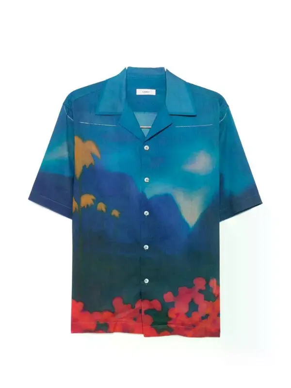 Commas Midnight Horizon Camp-collar Shirt - Blue