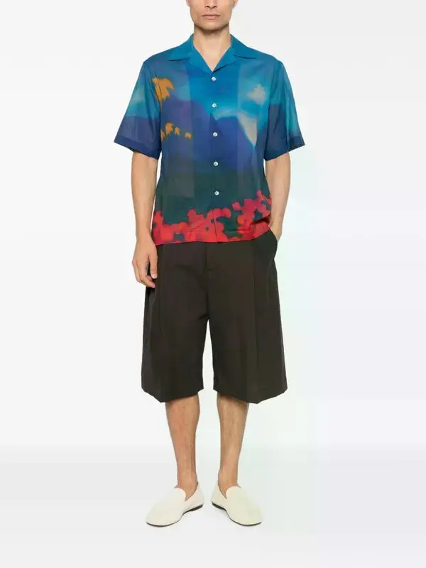 Commas Midnight Horizon Camp-collar Shirt - Blue