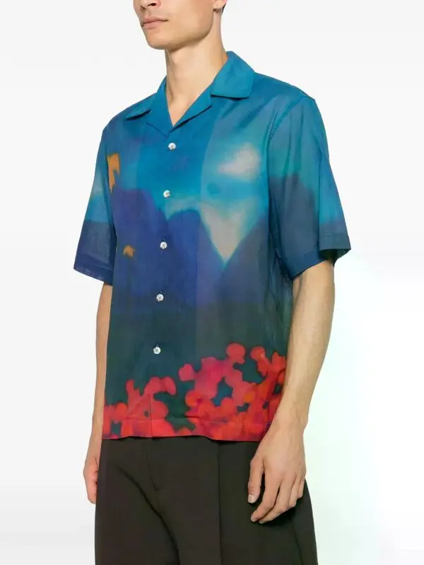 Commas Midnight Horizon Camp-collar Shirt - Blue
