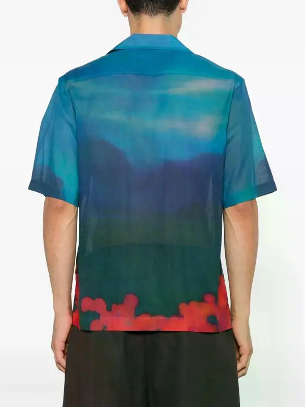 Commas Midnight Horizon Camp-collar Shirt - Blue
