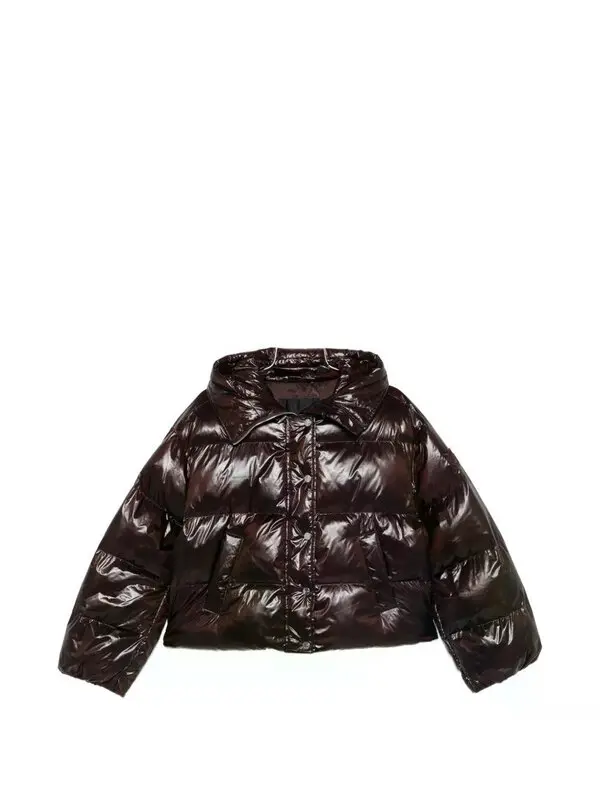Pinko Padded Jacket With Embroidered Logo - Brown