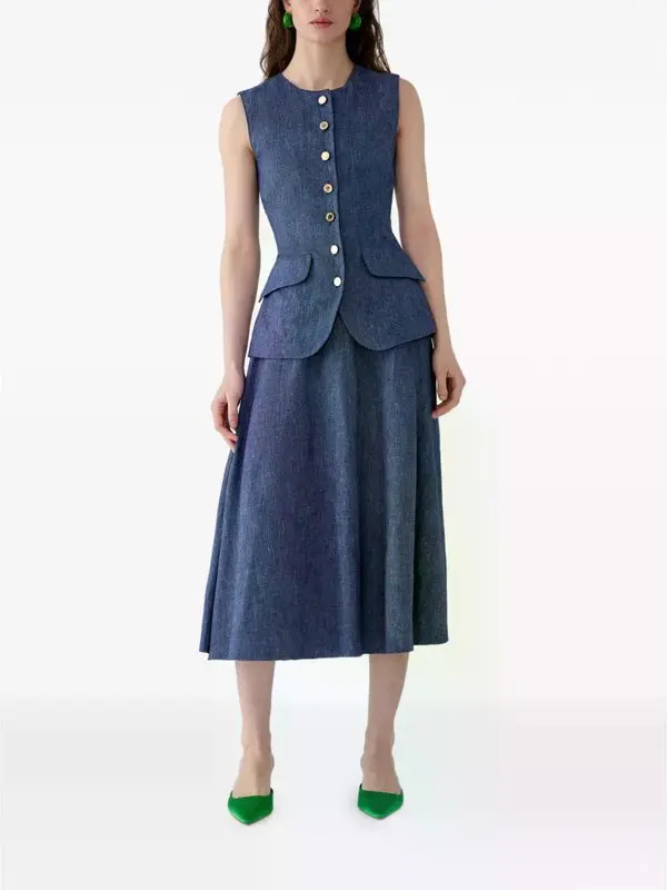 Carolina Herrera Buttoned Peplum Top - Blue