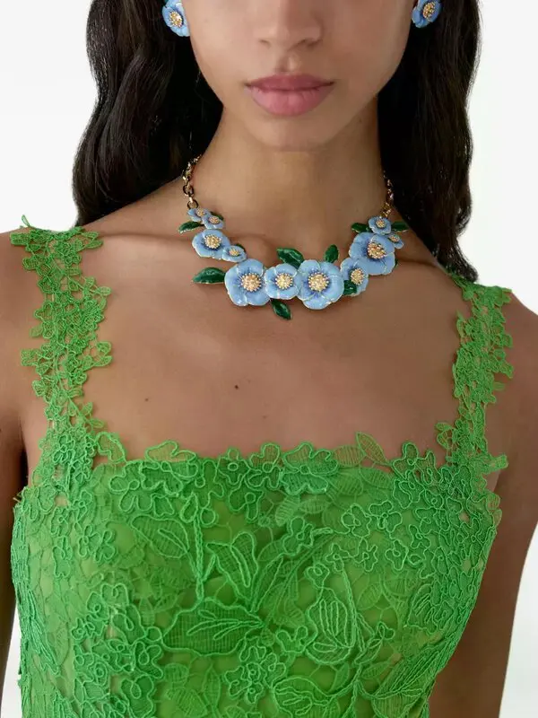 Carolina Herrera Hydrangea Lace Midi Dress