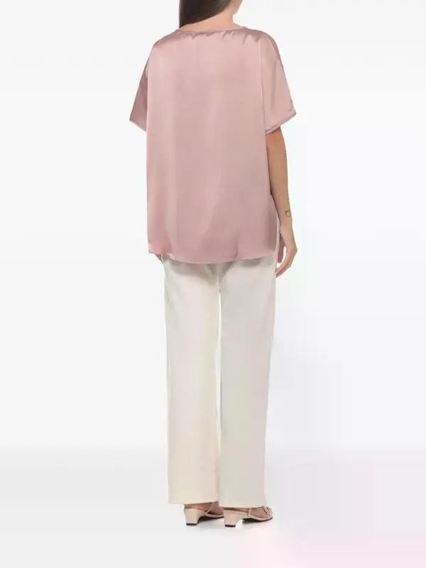 EMME Satin-finish Short-sleeved Blouse