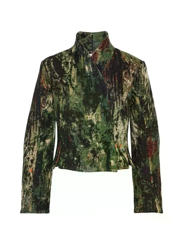 Henrik Vibskov Textured High Neck Cropped Jacket - Green