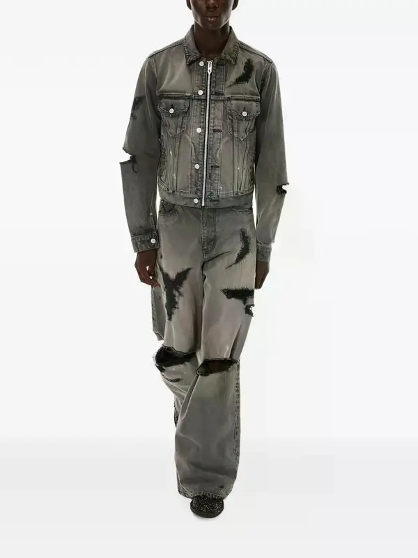 MASU Distressed Wide-leg Jeans
