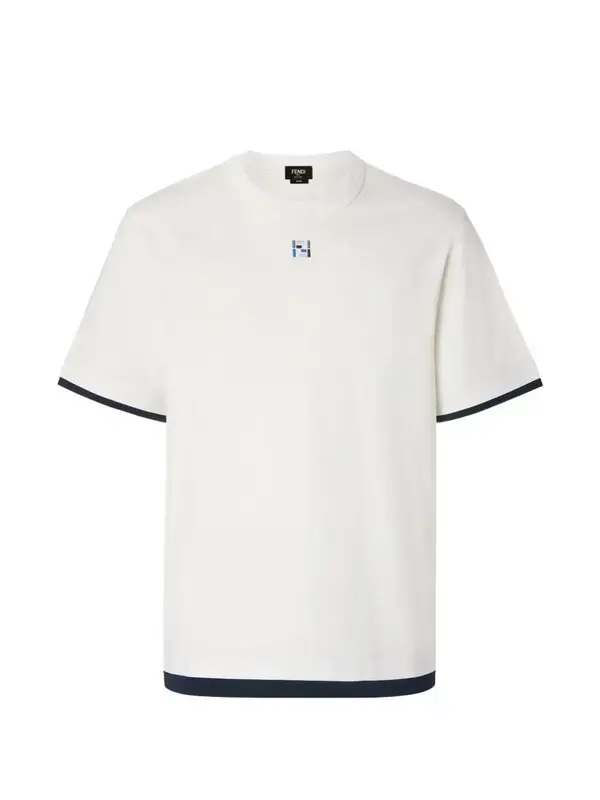 Fendi Logo-embroidered Contrast-trim T-shirt