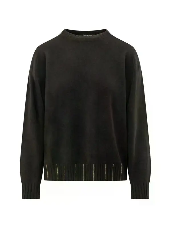 Fabiana Filippi Embellished Ribbed Crew Neck Sweater - Black