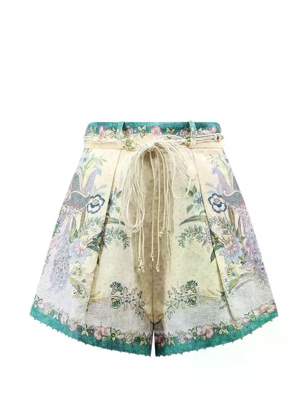 Zimmermann Indra Floral-print Linen Shorts - Neutrals