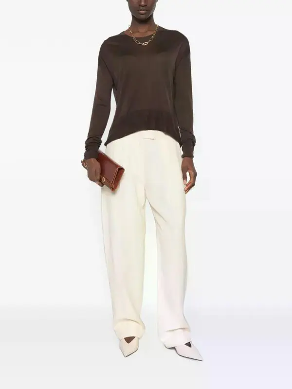 Closed Fine-knit Long-sleeve Sweater - Brown