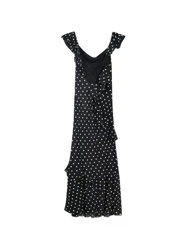 SELF-PORTRAIT Polka-dot Ruffle-trim Maxi Dress