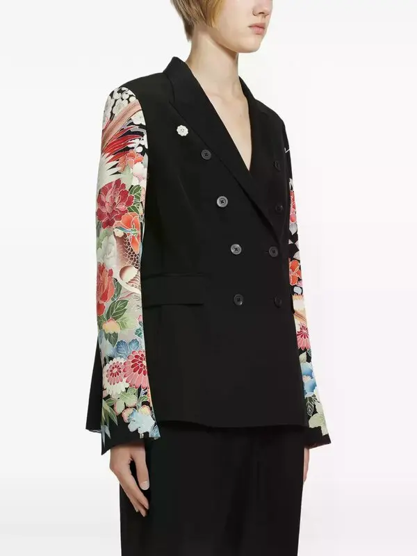 IBRIGU Double-breasted Floral Print Blazer