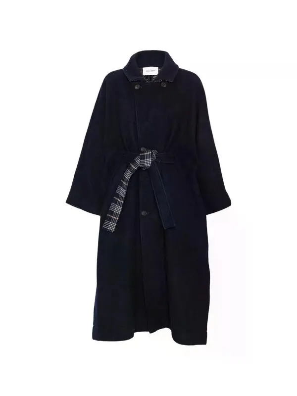 Henrik Vibskov Toadcoat Plaid-belt Coat - Blue