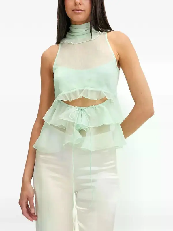 Bardot Cynthia Ruffled Cut-out Sleeveless Blouse