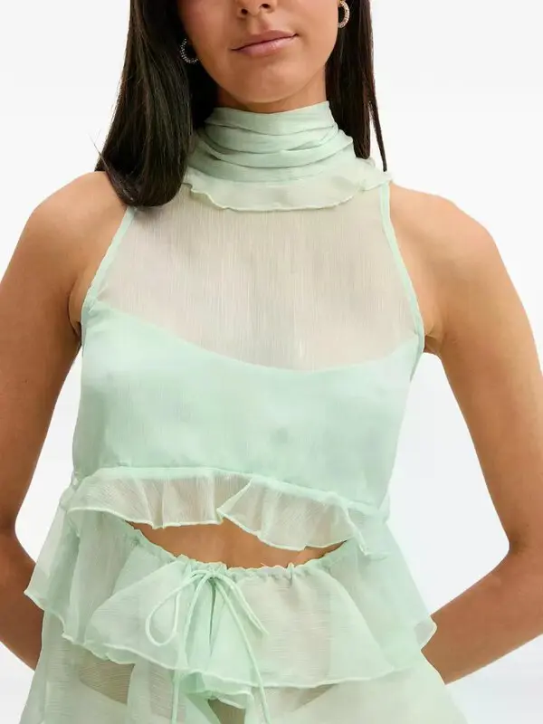 Bardot Cynthia Ruffled Cut-out Sleeveless Blouse