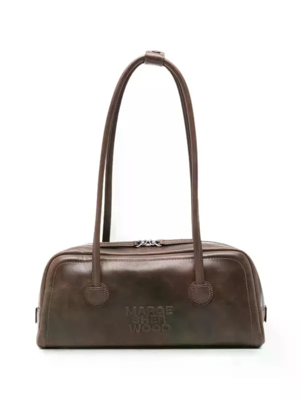 MARGESHERWOOD Debossed Logo Leather Shoulder Bag - Brown