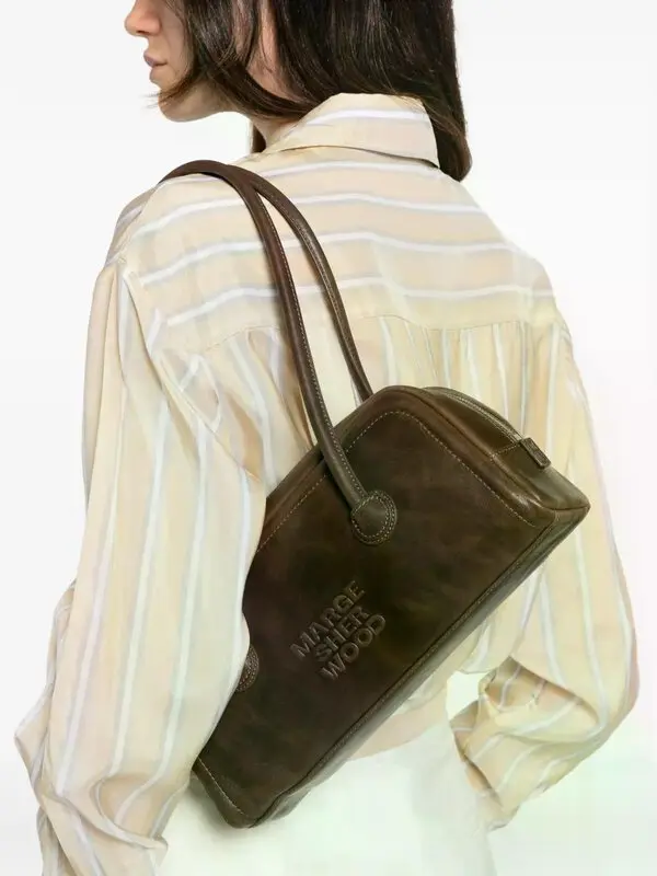 MARGESHERWOOD Debossed Logo Leather Shoulder Bag