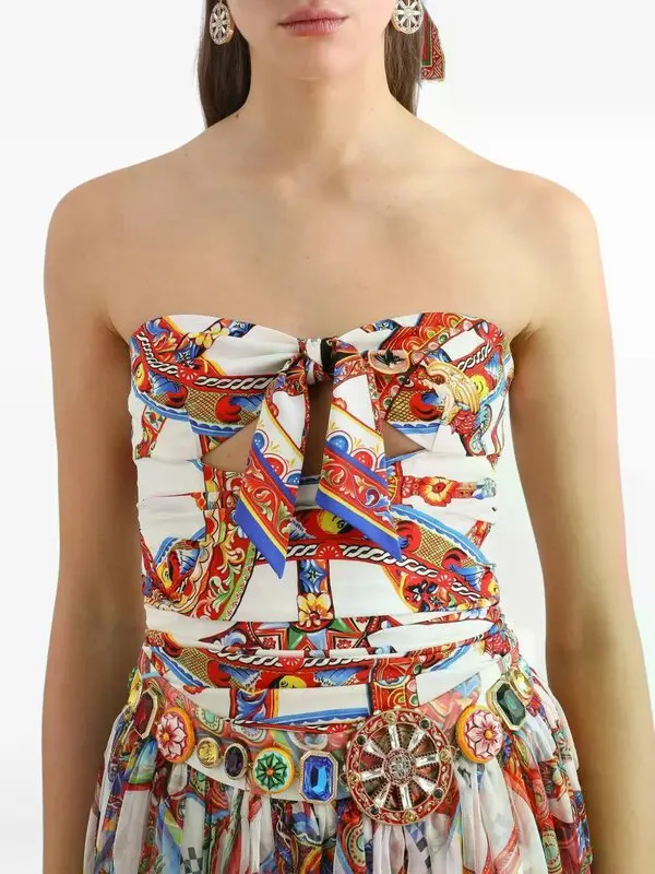 Dolce & Gabbana Carretto-print Charmeuse Top