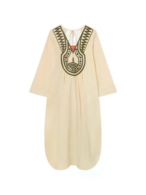 La DoubleJ Embroidered Twin Flame Dress - Neutrals