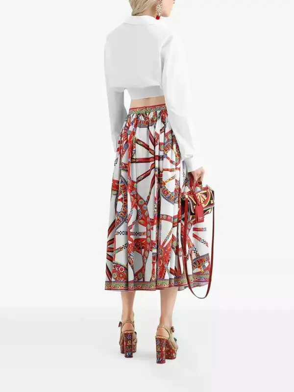 Dolce & Gabbana Carretto-print Poplin Long Skirt