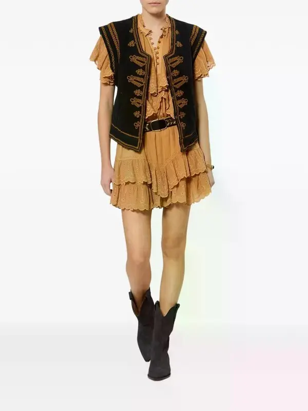 MARANT ETOILE Sleeveless Embroidered Jacket - Black