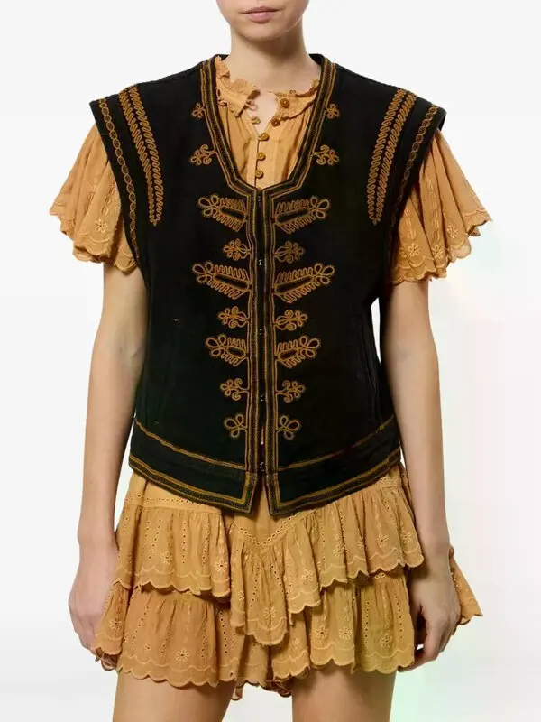 MARANT ETOILE Sleeveless Embroidered Jacket - Black