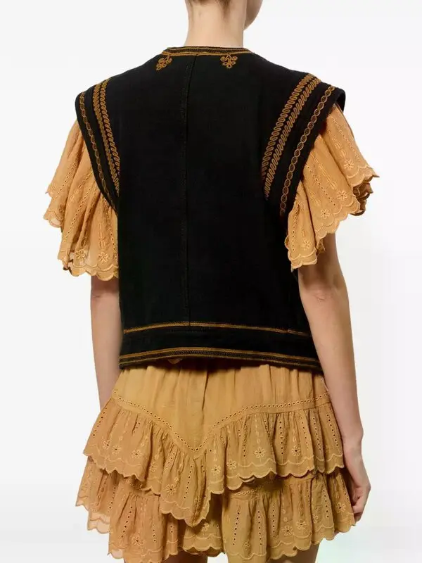 MARANT ETOILE Sleeveless Embroidered Jacket - Black