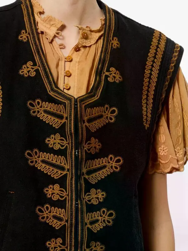 MARANT ETOILE Sleeveless Embroidered Jacket - Black