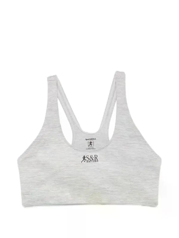 SPORTY & RICH Logo-print Racerback Sports Bra - Grey