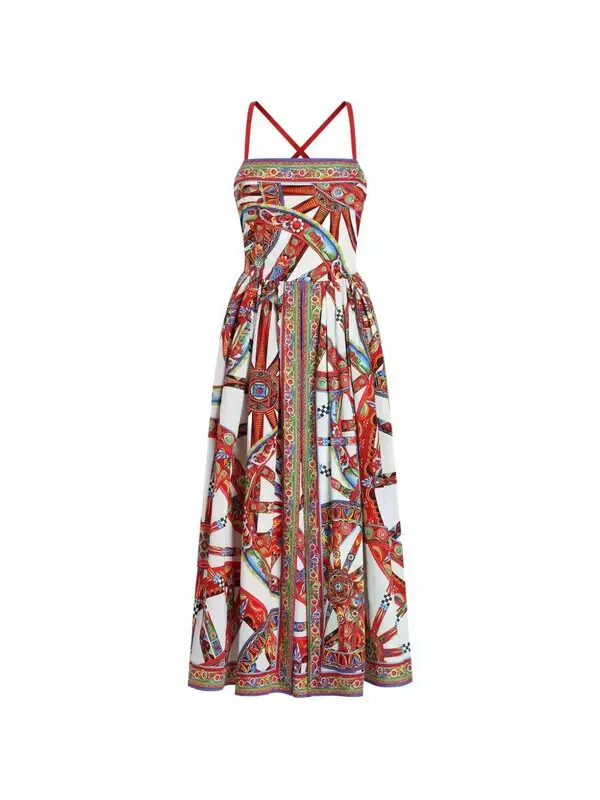 Dolce & Gabbana Carretto-print Poplin Short Dress - White