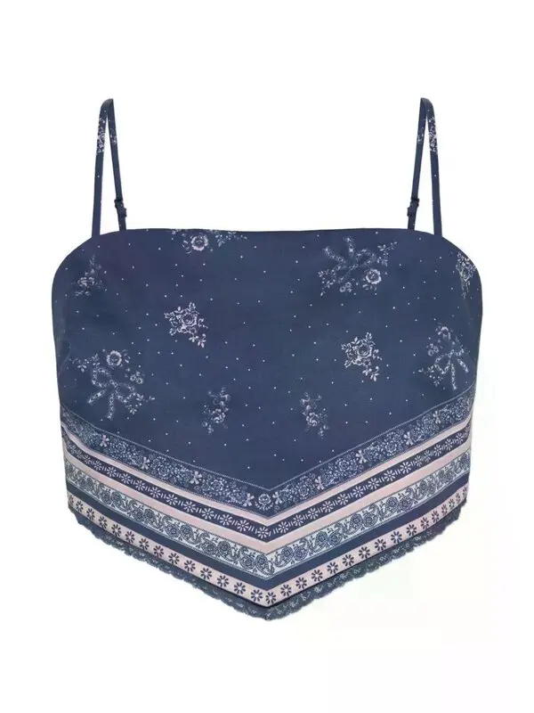 LoveShackFancy Mollie Floral-print Top - Blue