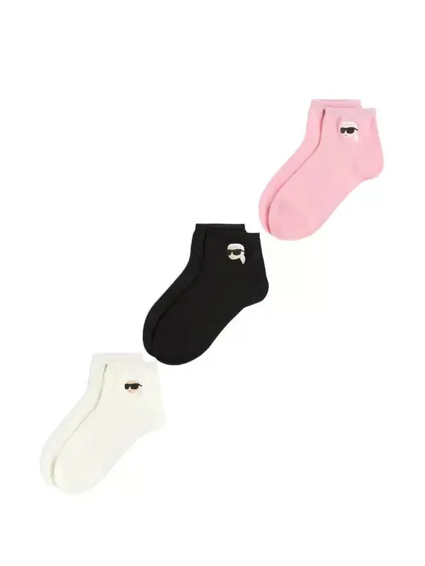 Karl Lagerfeld K/ikon Embroidered Socks Set - Black