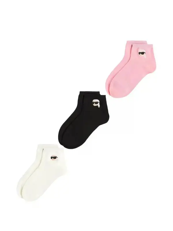 Karl Lagerfeld K/ikon Embroidered Socks Set - Black